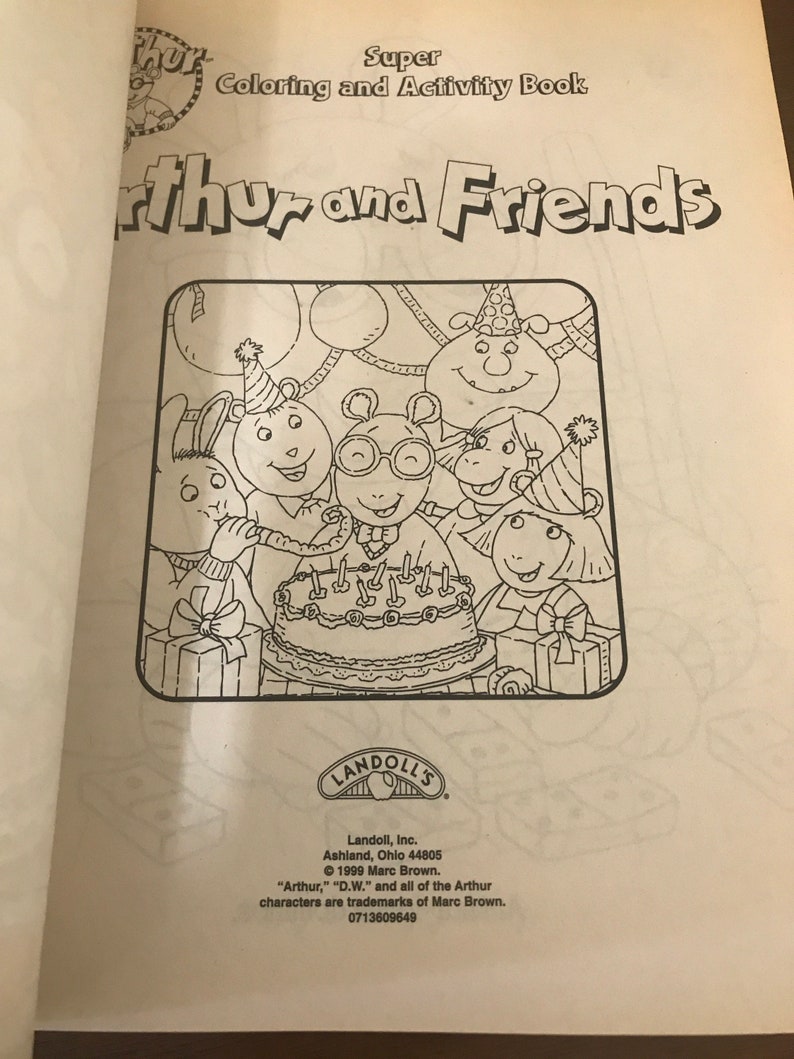 1999 Arthur and Friends Super Coloring and Activity Book Marc - Etsy