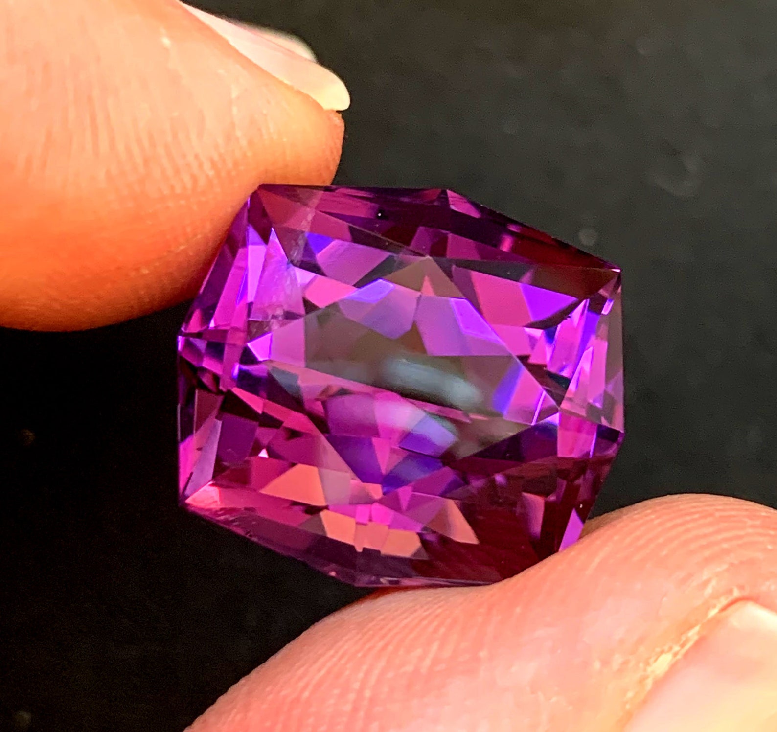 Amethyst Gemstone Deep Pink Color Natural Fancy Cut Flawless | Etsy