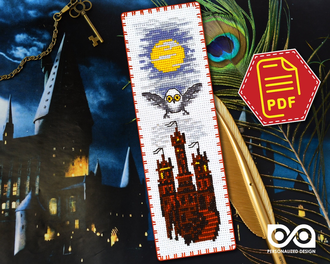 The Castle and the Owl Cross Stitch Pattern, Magic Embroidery Design ...