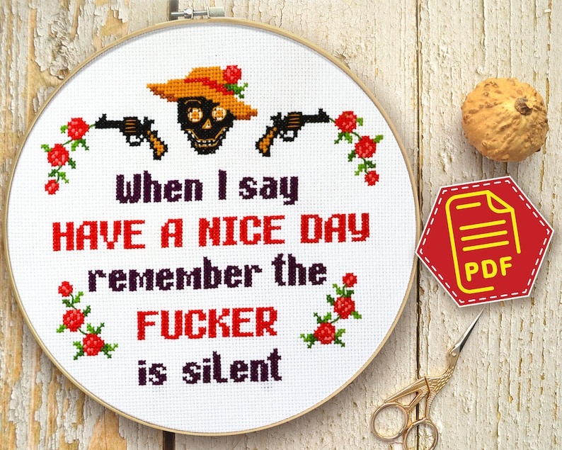 Rude Quote Cross Stitch Pattern Download Embroidery Design in - Etsy
