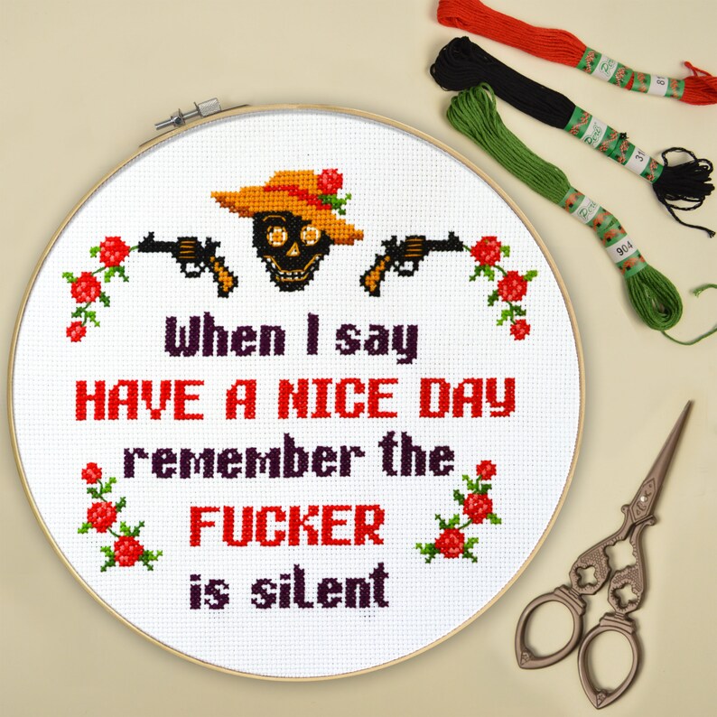 Rude Quote Cross Stitch Pattern, Download Embroidery Design in PDF ...