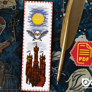 The Castle and the Owl Cross Stitch Pattern, Magic Embroidery Design ...