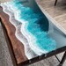 Ocean Beach Design Epoxy Resin Table Top Wooden Handmade Furniture Home ...