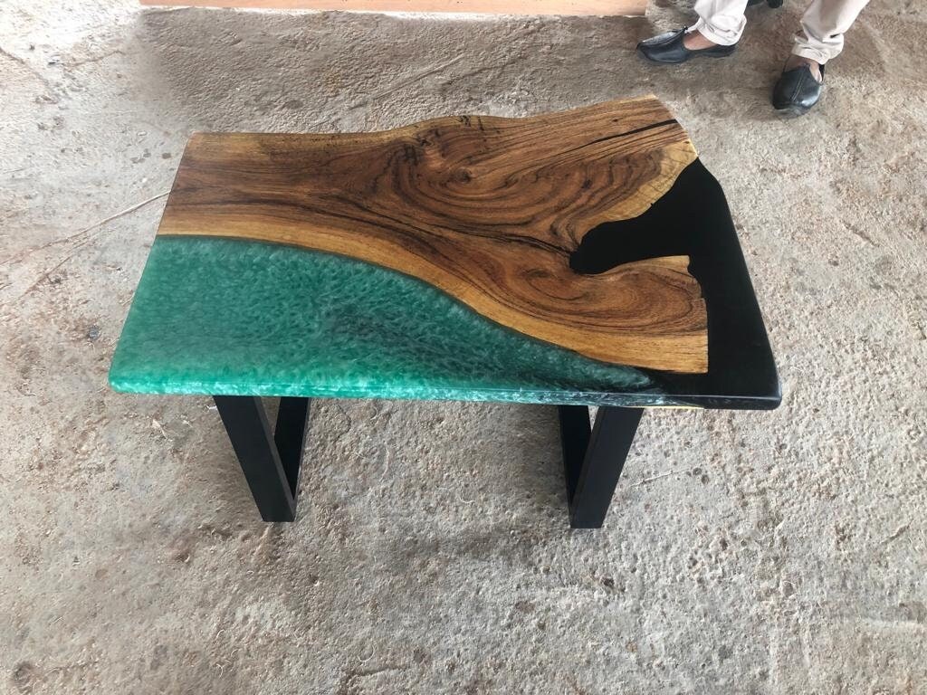 Epoxy Table Top Center Corner Side Sofa Dining Table Wooden Handcrafted ...