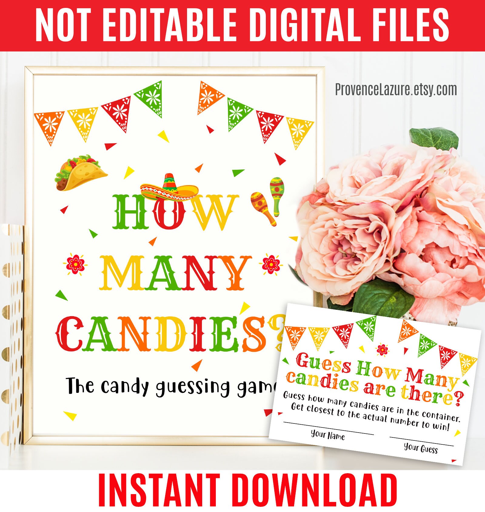 Guess How Many Candies Game Candy Guessing Game Sign Taco | Etsy