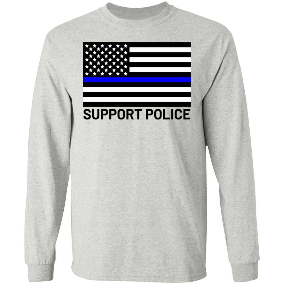Support Police Blue Line American Flag Long Sleeve T-shirt - Etsy