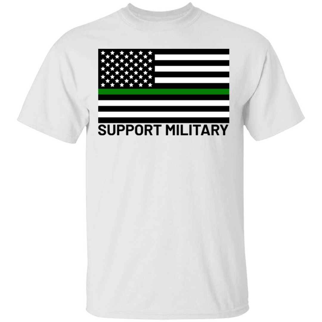 Support Military Green Line American Flag T-shirt - Etsy