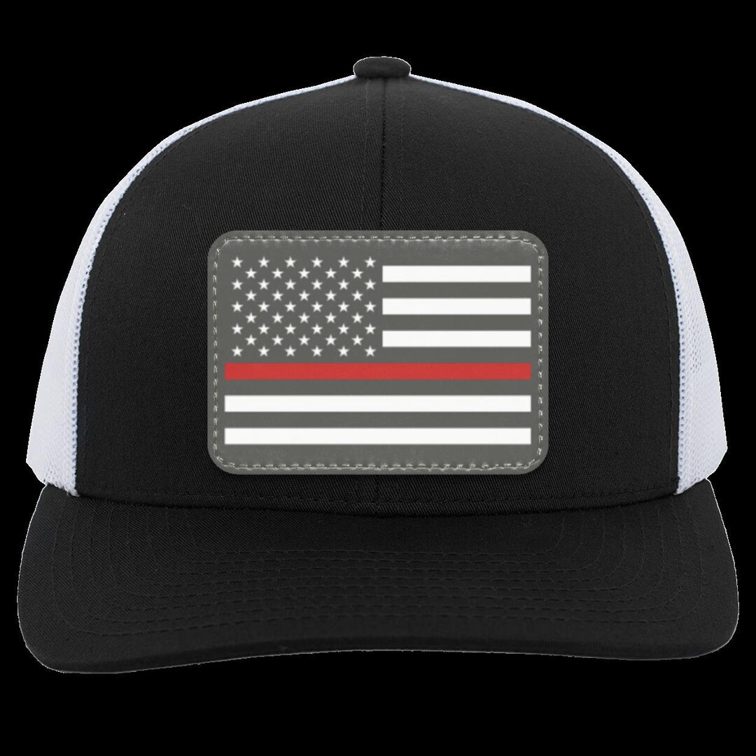 Red Line Firefighter First Responder American Flag Patriot Trucker Snap ...