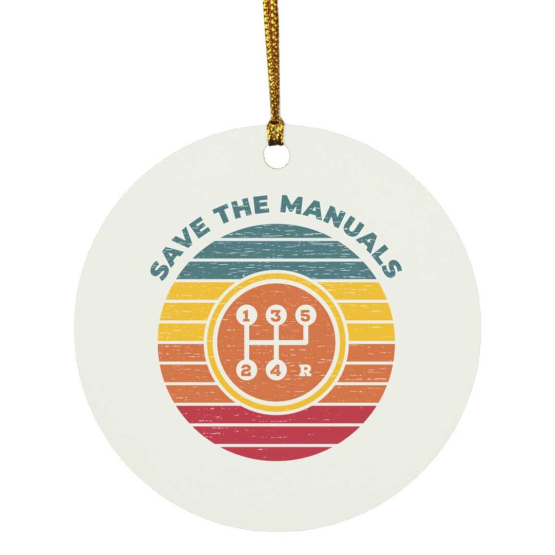 Save the Manuals 5-speed Stick Shift Circle Ornament - Etsy