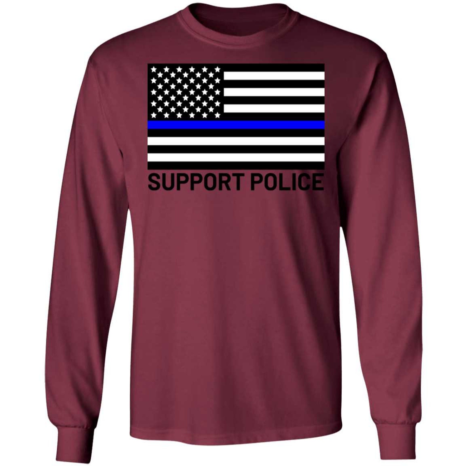 Support Police Blue Line American Flag Long Sleeve T-shirt - Etsy