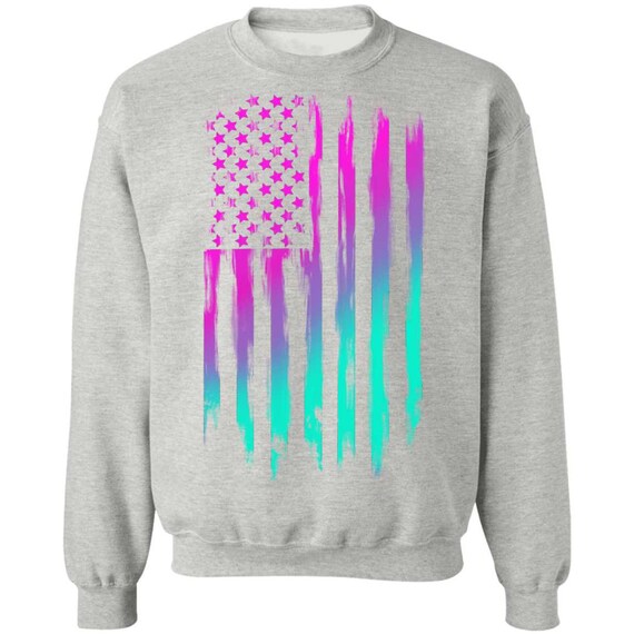 American Flag 80's Retro Crewneck Sweatshirt | Etsy