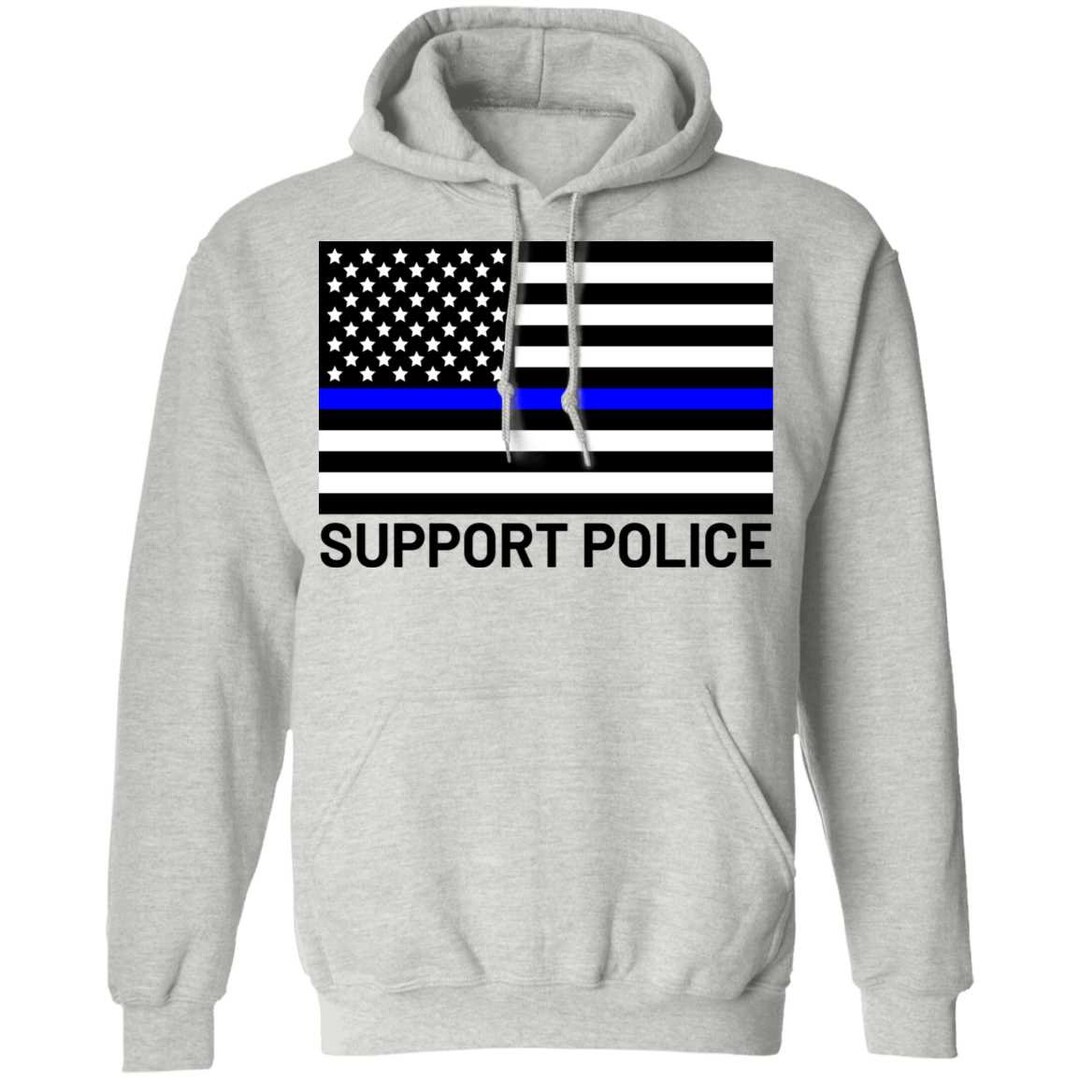 Support Police Blue Line American Flag Pullover Hoodie - Etsy