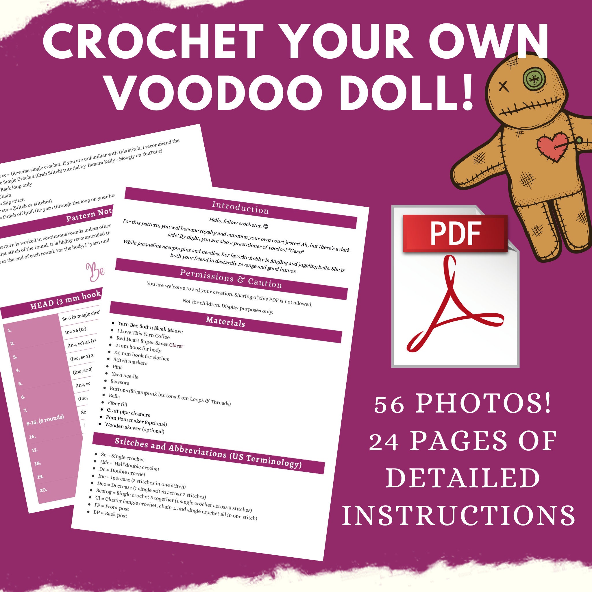 Voodoo Jester Amigurumi Crochet Pattern - Etsy