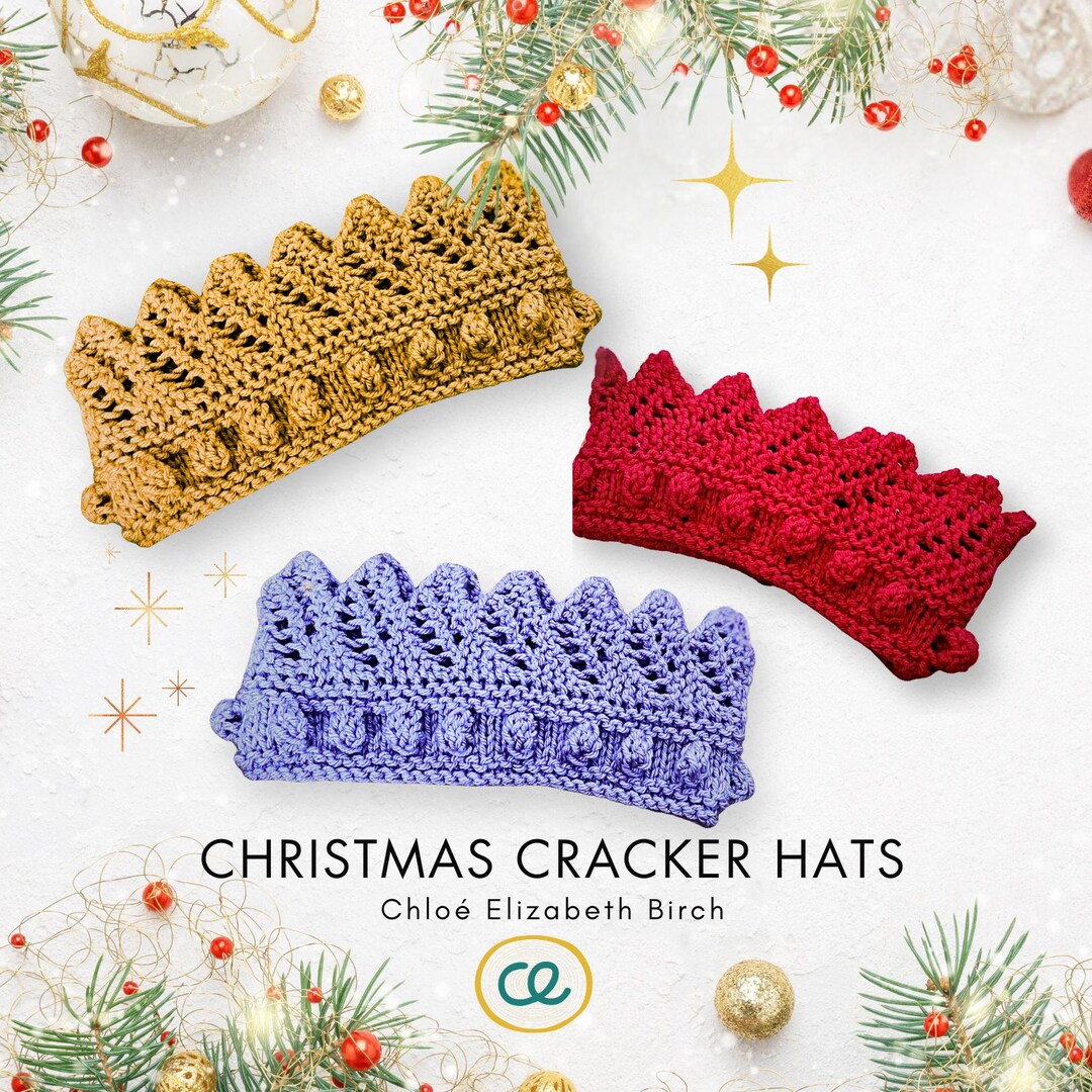 Christmas Cracker Hats / Crowns Knitting Pattern PDF Download Easy Knit ...