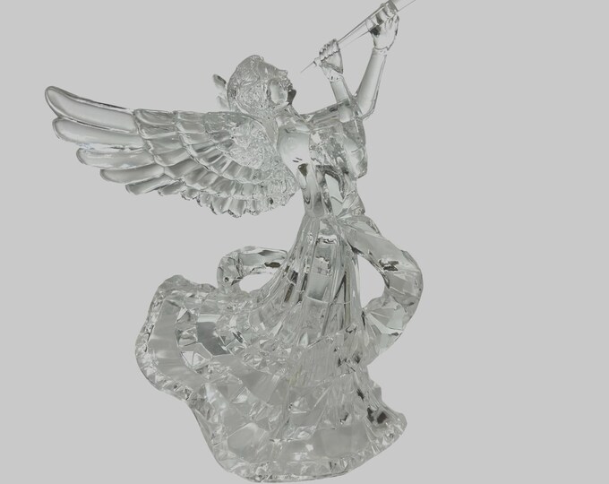 Vintage Clear Acrylic Tree Topper Angel Playing Horn Christmas Decor ...