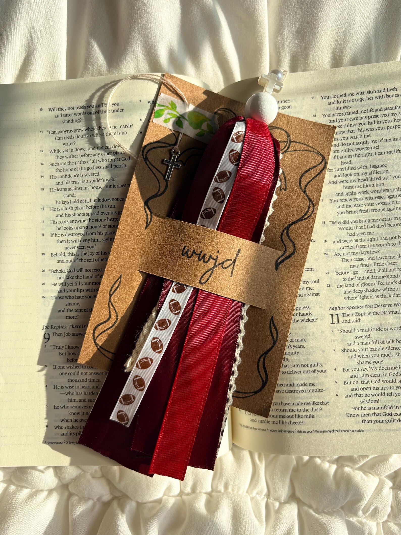 Football & Faith Bookmark: Christian Cross, Team Colors Tassel - Etsy