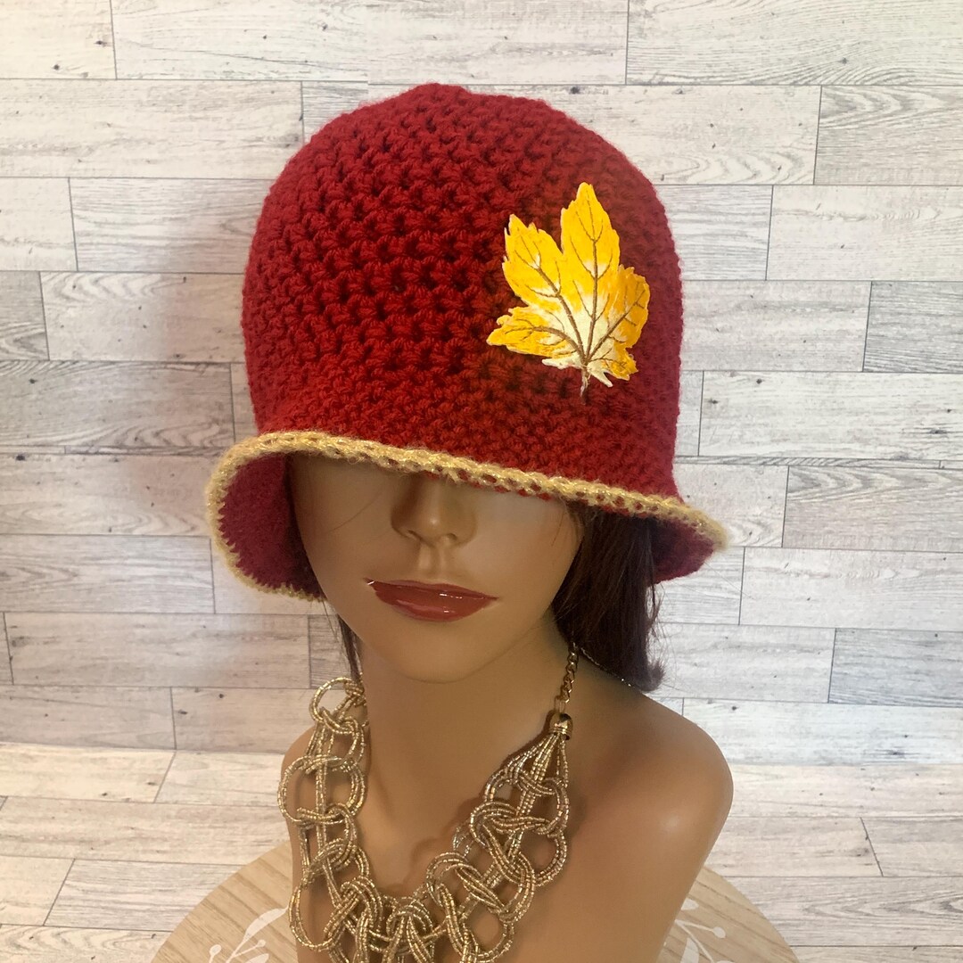 Maple Leaf Golden Red Crimson Bucket Hat Unisex~ Red and Gold Tones ...