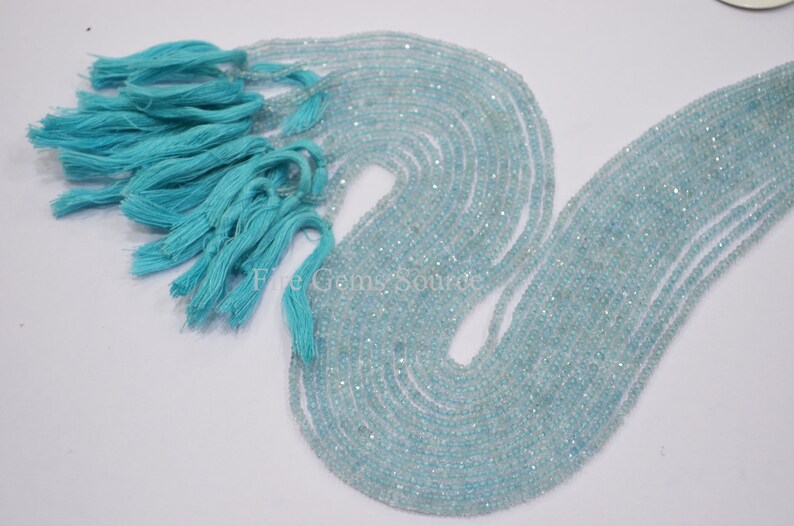 Natural Aquamarine Rondelle Beads Natural Aquamarine Faceted - Etsy