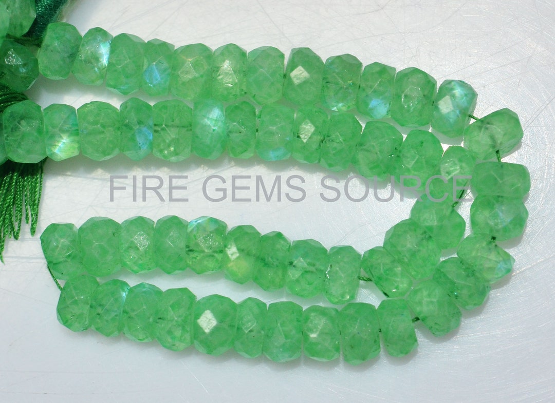 Rainbow Moonstone Mystic Green Color Coated Faceted Rondelle - Etsy