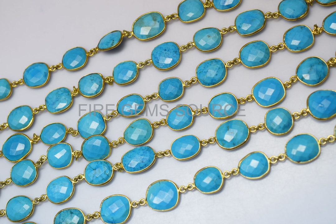 Howlite Turquoise Connector Chain Howlite Dyed Turquoise - Etsy