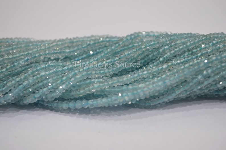 Natural Aquamarine Rondelle Beads Natural Aquamarine Faceted - Etsy