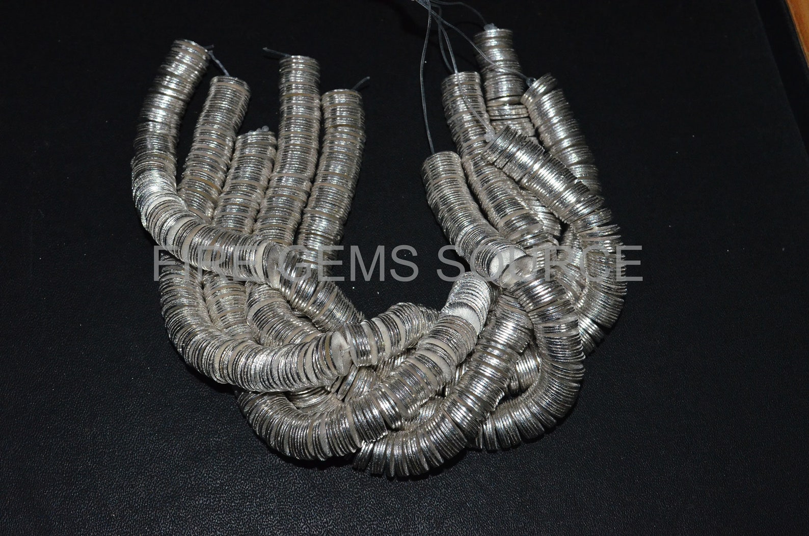 AAA Quality Brushed Flat Disc Shape Beads Silver Plated on - Etsy