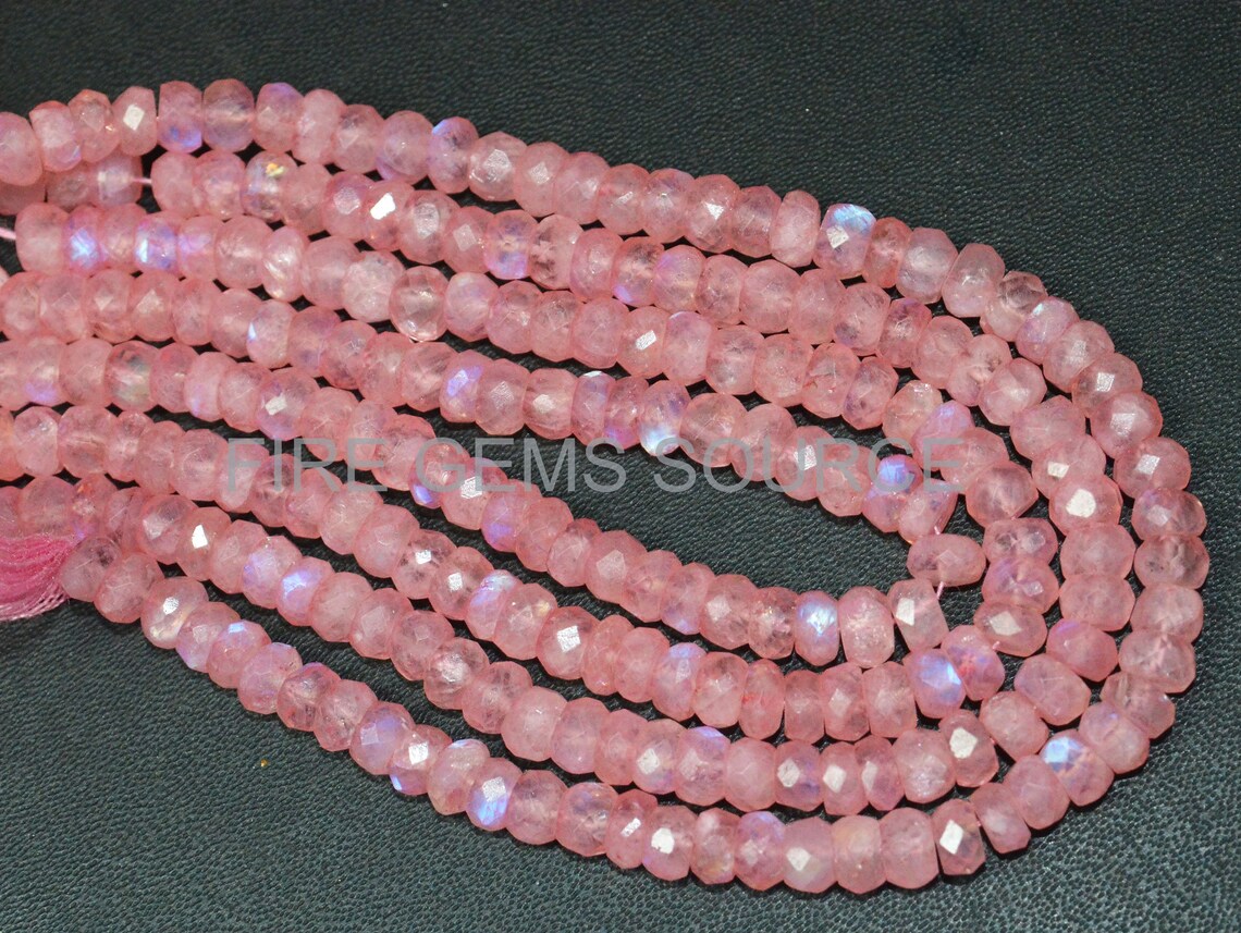 Rainbow Moonstone Mystic Rose Pink Color Coated Faceted - Etsy
