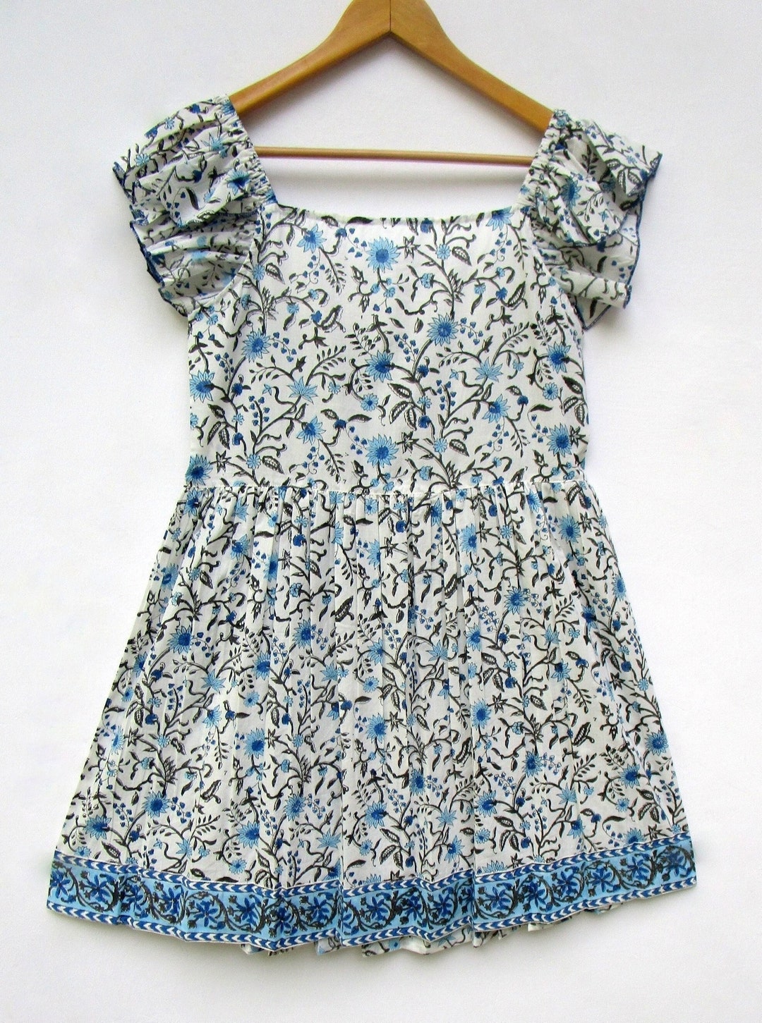 Amazing Floral Trap Printed Mini Maxi Dress Square Neckline With Back ...