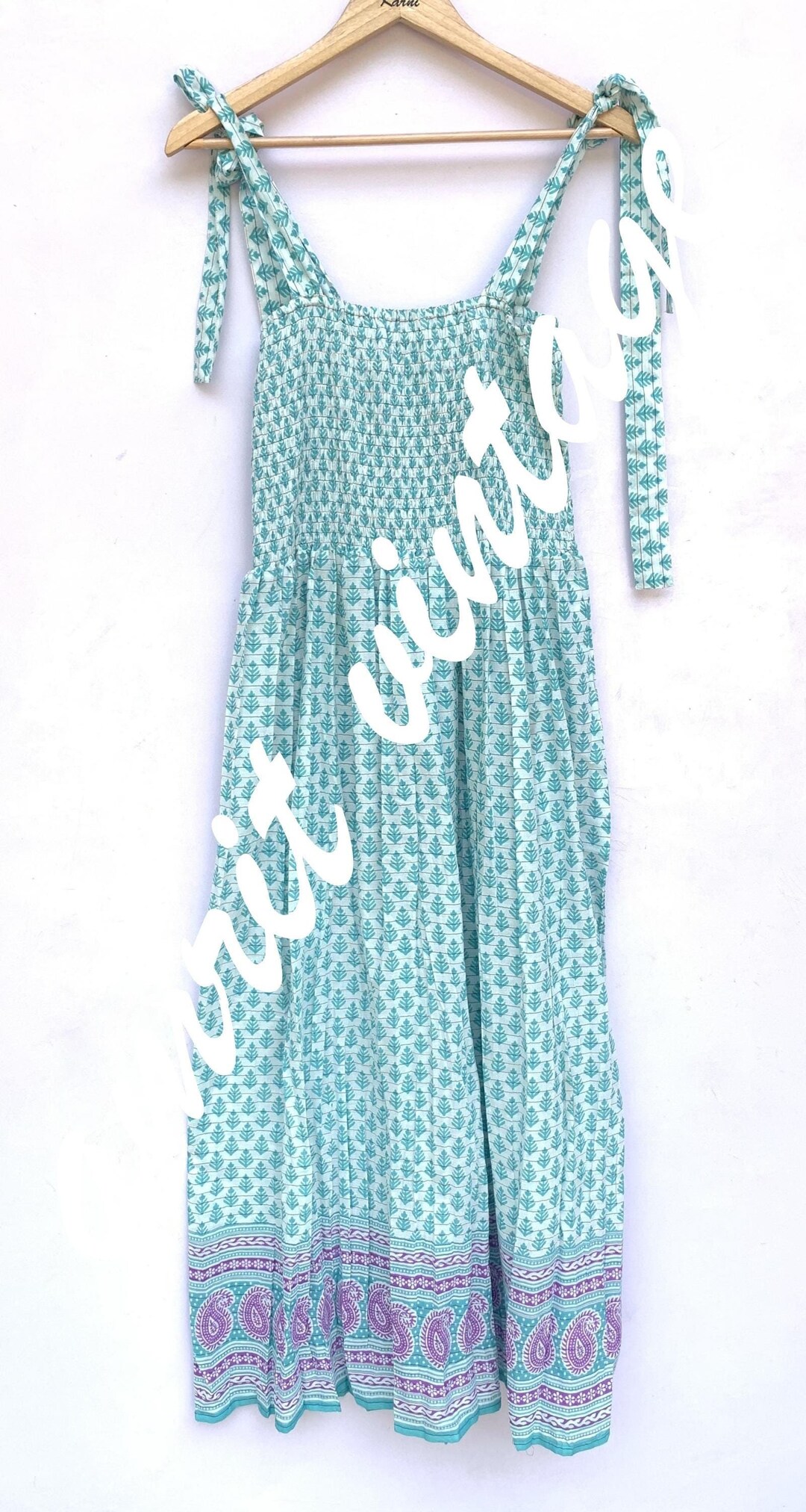 Cotton Blue Floral Lurex Screen Printed Women's Maxi Dress - Square ...