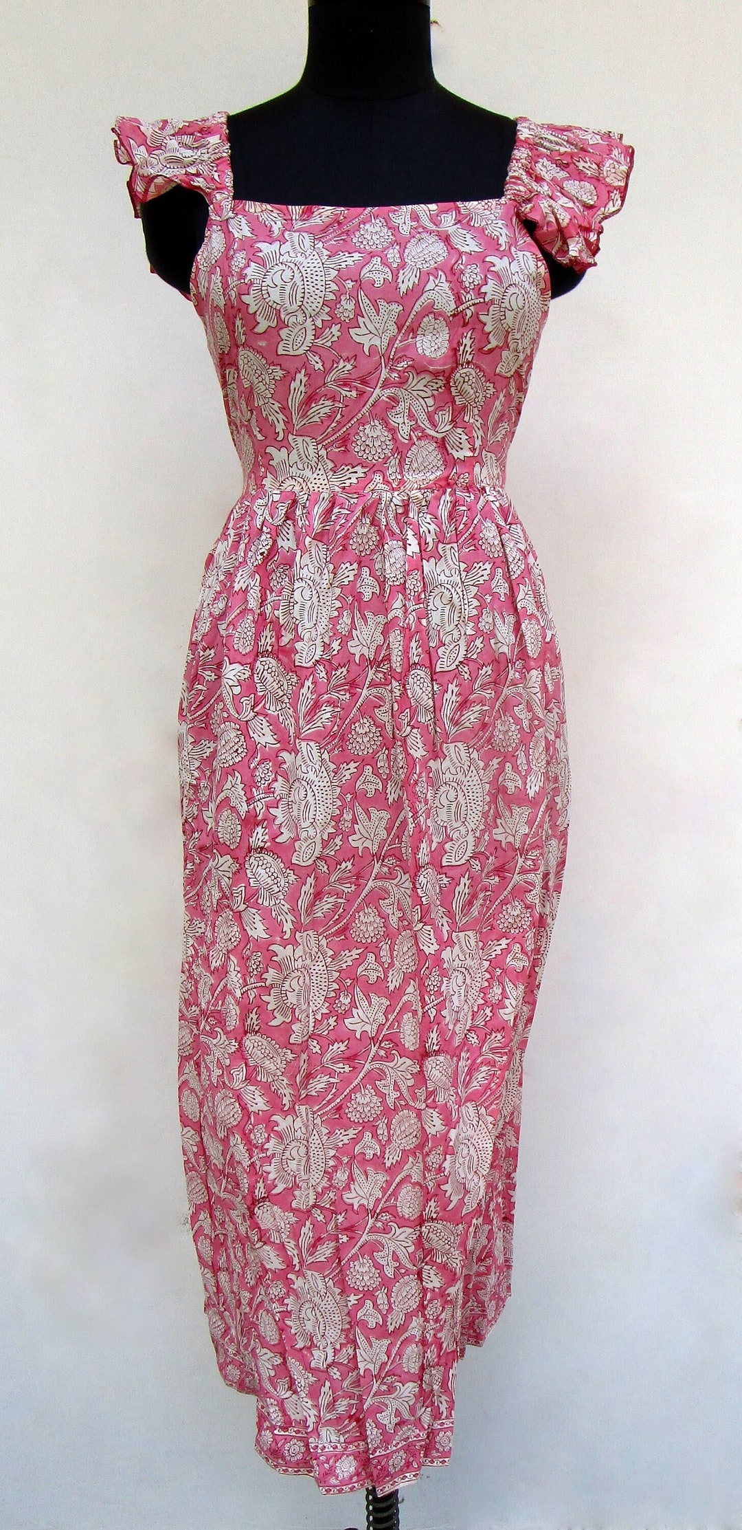 Elegant Flowery Look Indian Maxi Dress Square Neckline With - Etsy