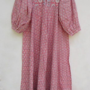 Pink Cross Booty Printed Long Umbrella Style Dress - Henley Neckline ...