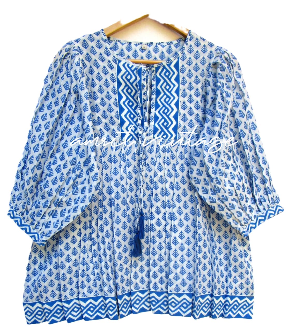 Summer Evening Wear Indian Printed Blouse Tops - Henley Neckline With ...