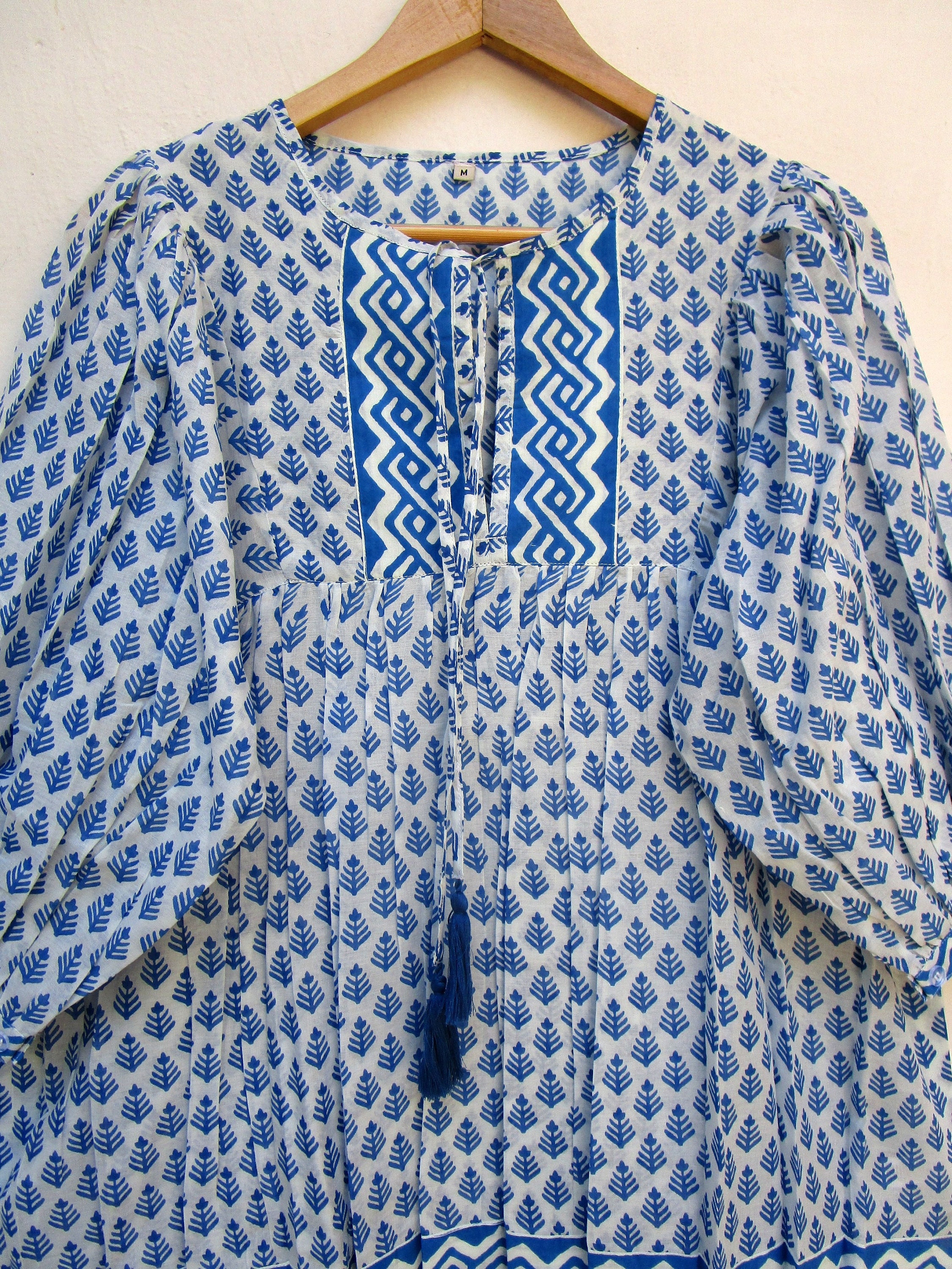 Summer Evening Wear Indian Printed Blouse Tops - Henley Neckline With ...
