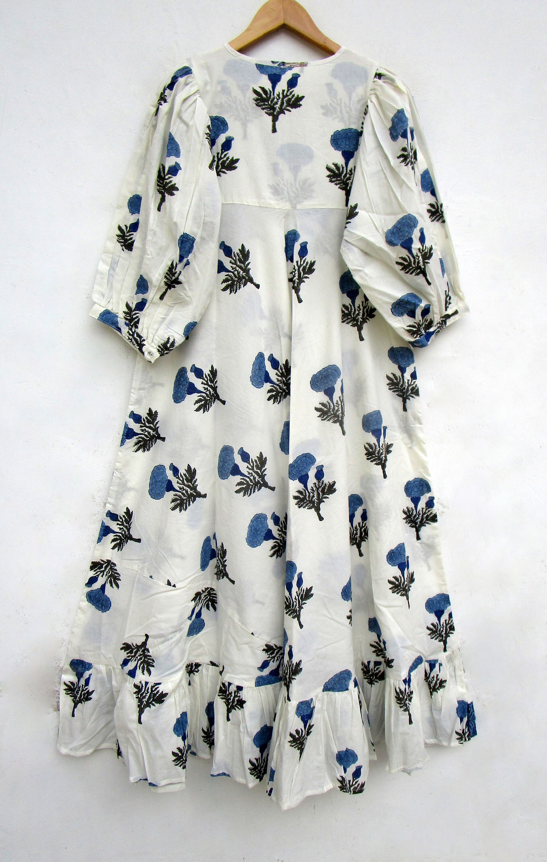 Beautiful Boota Printed Cotton Long Maxi Dress - Henley Neckline With ...