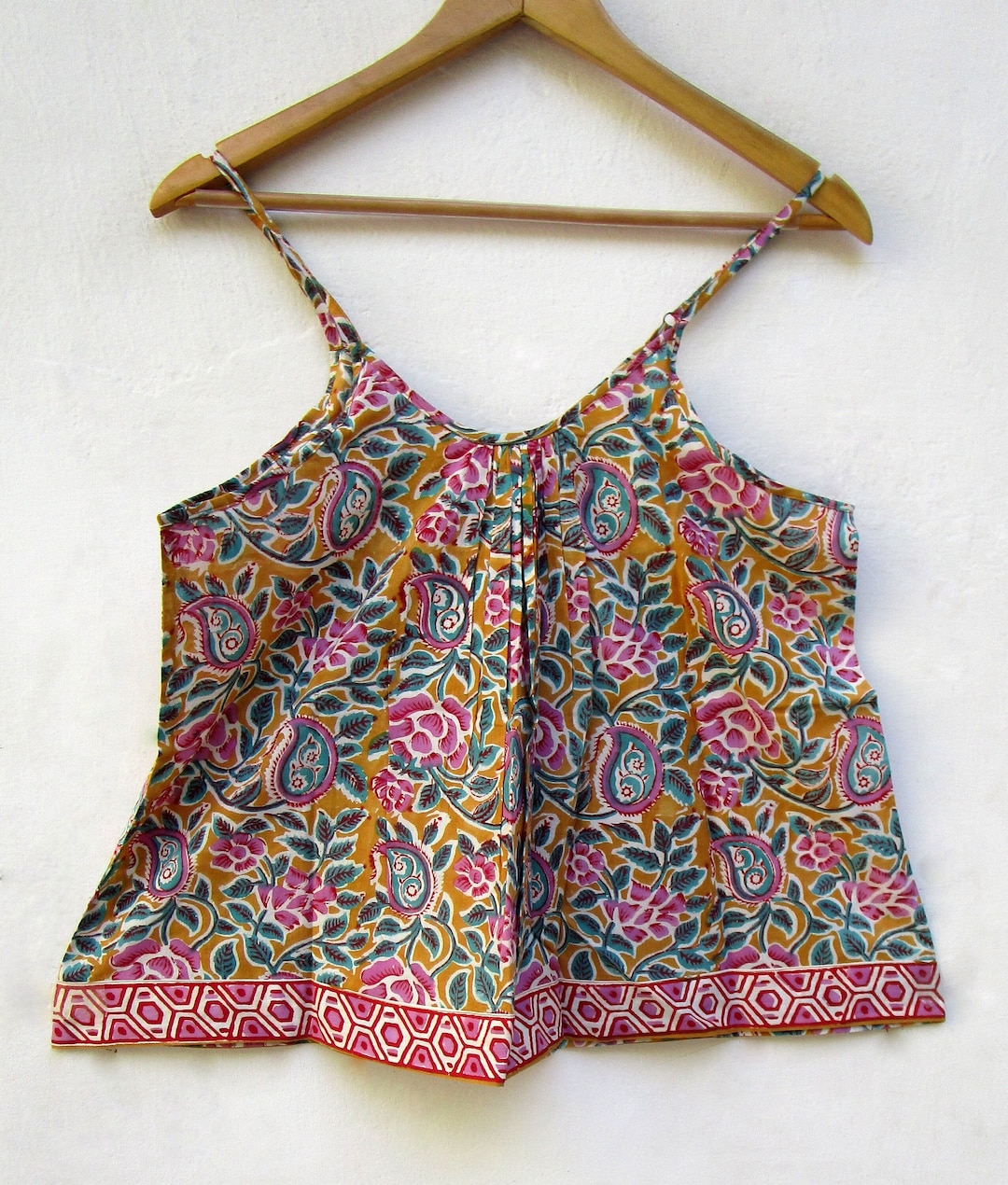 Hand Block Paisley Printed Cotton Women Summer Crop Tops and - Etsy