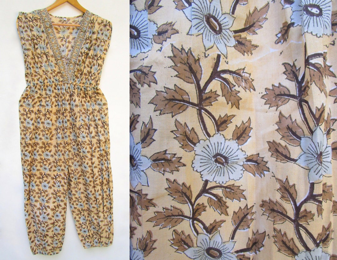 Snazzy Look Floral Printed Cotton Women Jumpsuit Sleeve Less - Etsy