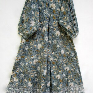 Greyish Floral Printed Cotton Log Umbrella Style Dress Henley Neckline ...
