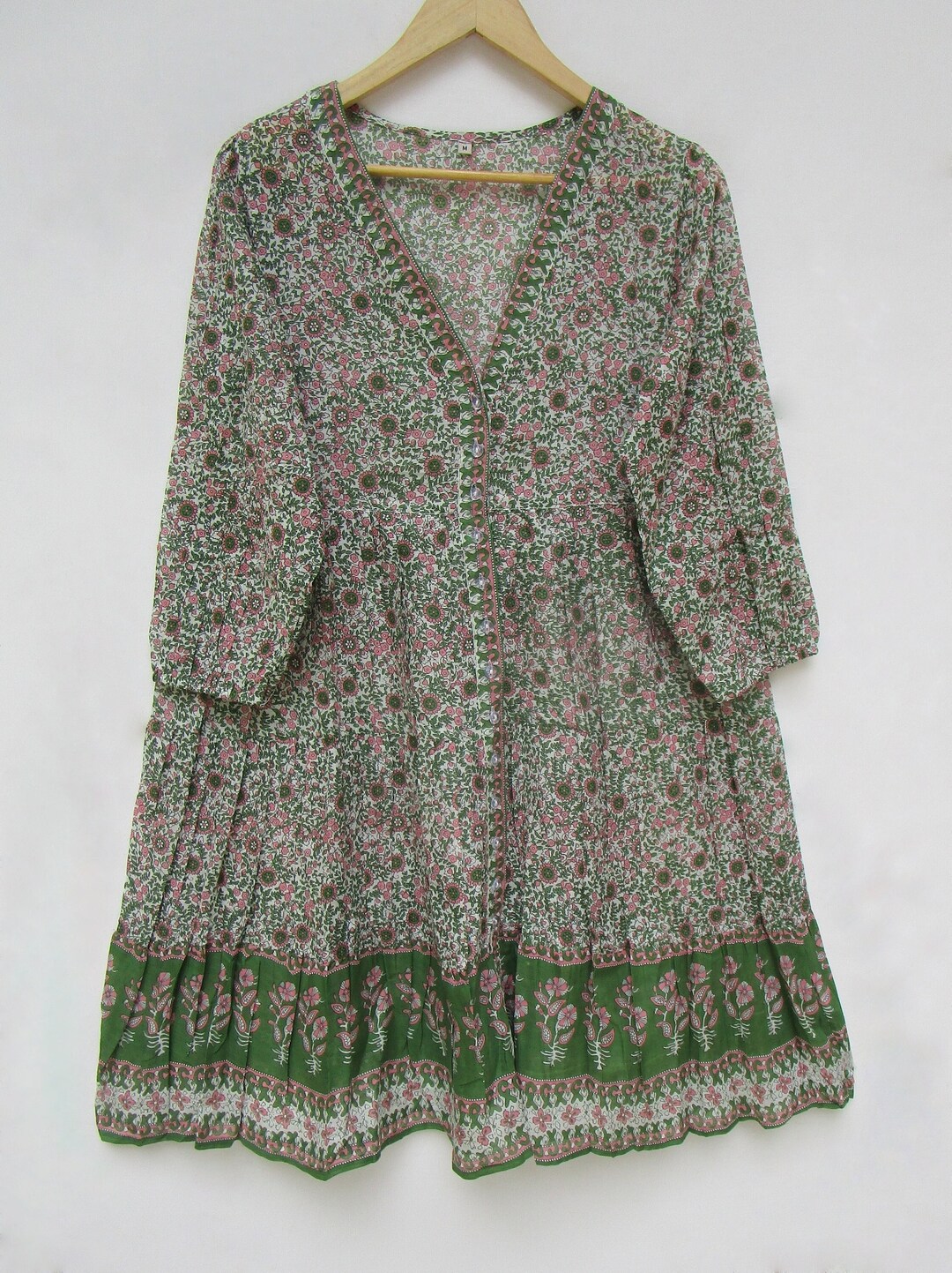 Trendy Look Mini Maxi Dress V Neckline With Button Mini Dress Long ...