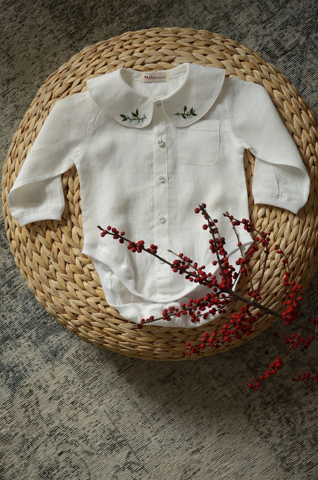 Hand Embroidery Collar Classic Infant Shirt, Baby Boy White Buttoned ...