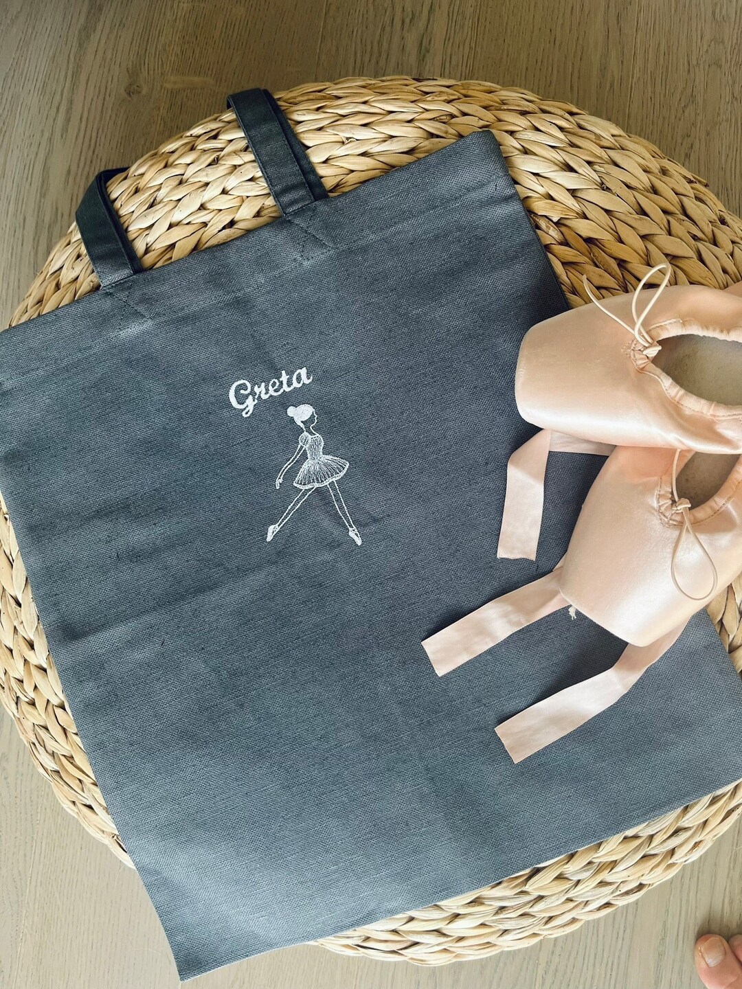 Personalized Linen Bag With Embroidered Name and Ballerina, Ballet ...