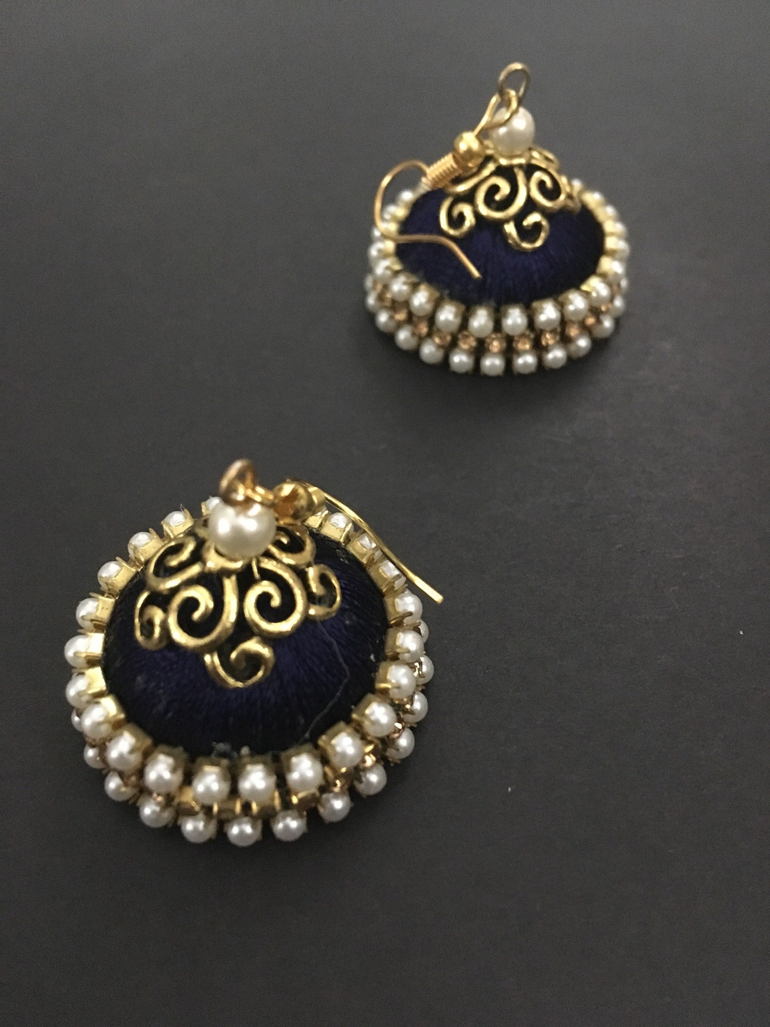 Silk Thread Wrapped Earrings, Traditional Indian Jumka, Ethnic Earrings ...