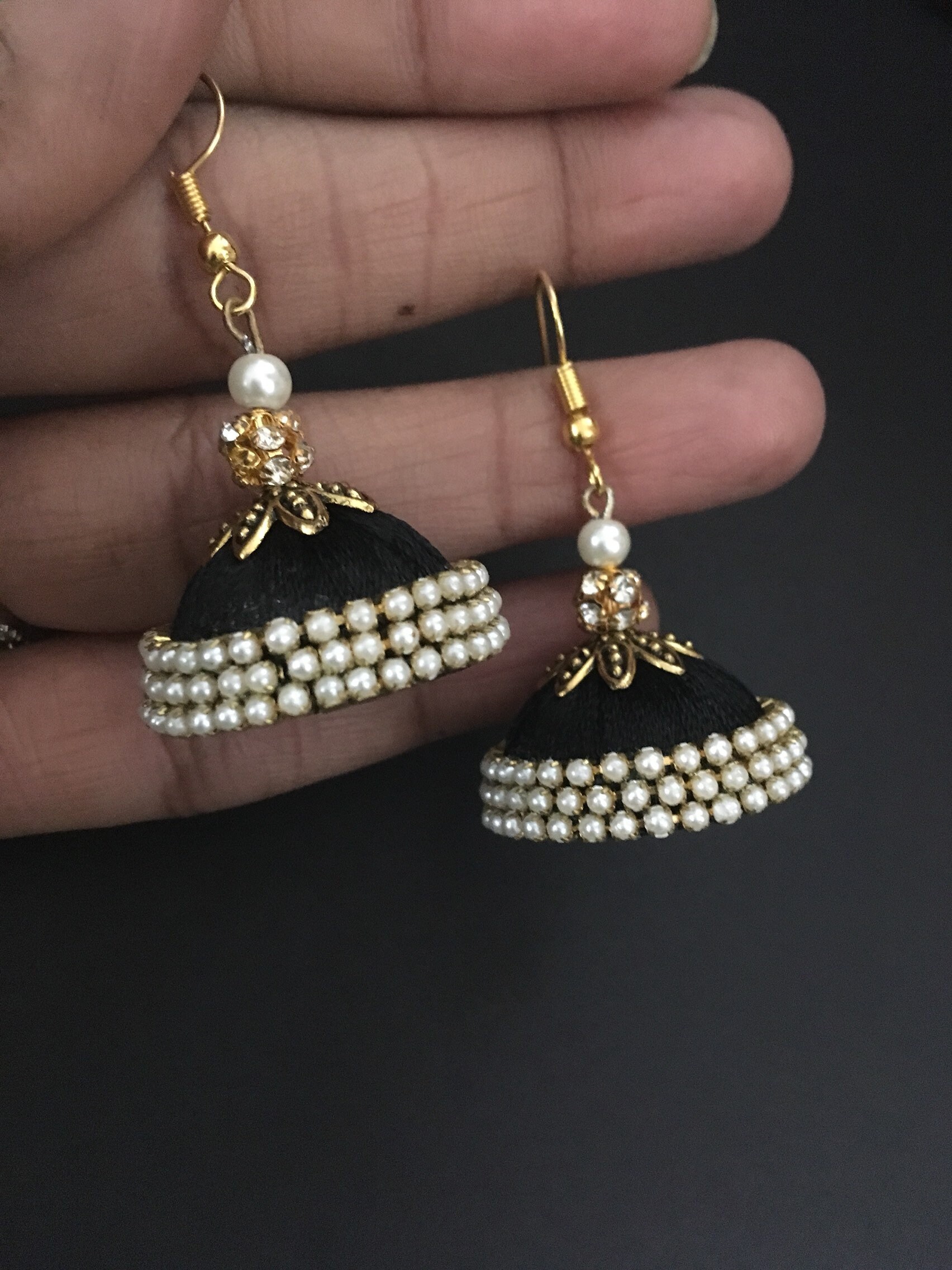 Silk Thread Wrapped Earrings, Traditional Indian Jumka, Ethnic Earrings ...