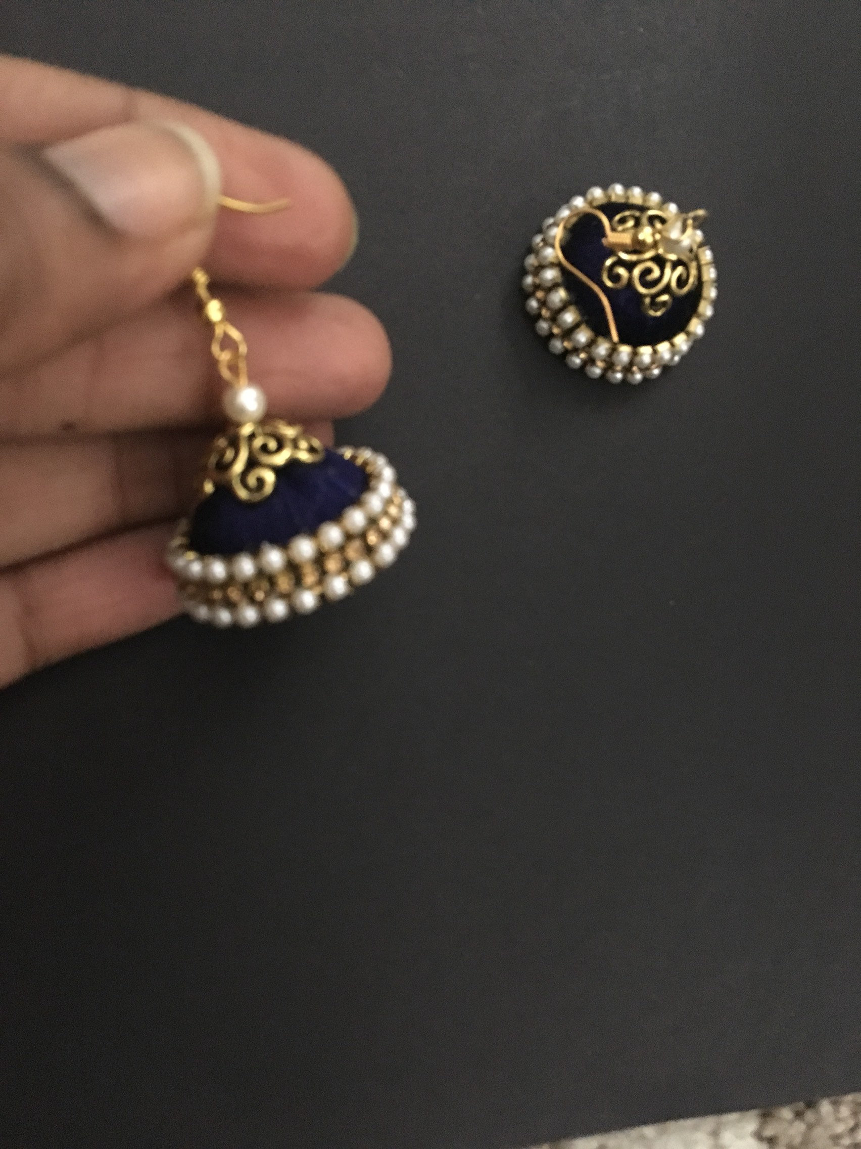 Silk Thread Wrapped Earrings, Traditional Indian Jumka, Ethnic Earrings ...