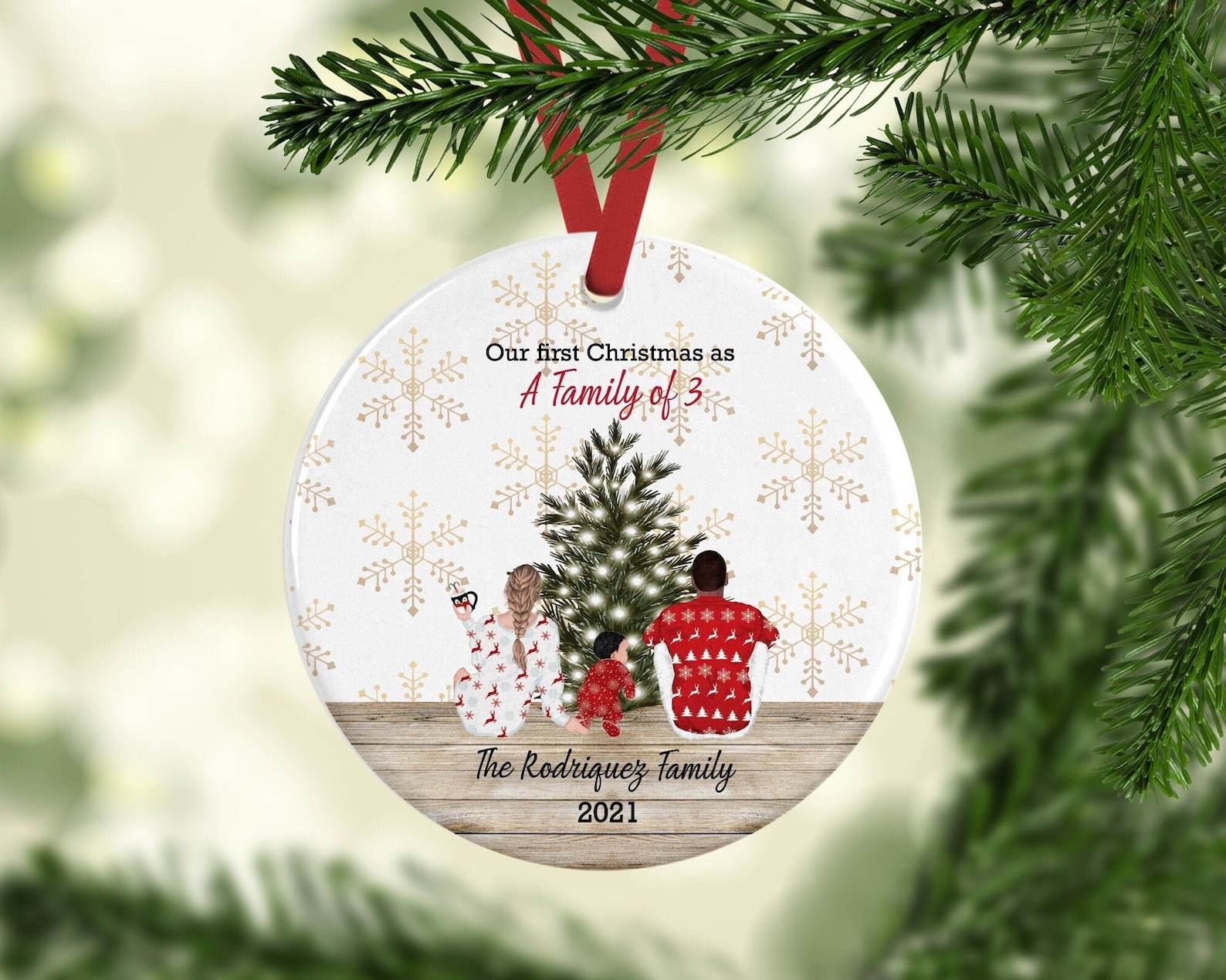 Our First Christmas Ornament as a Family of 3 2021 Christmas - Etsy