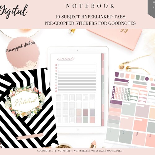 Digital Notebook Covers Set Goodnotes Study Notes | Etsy