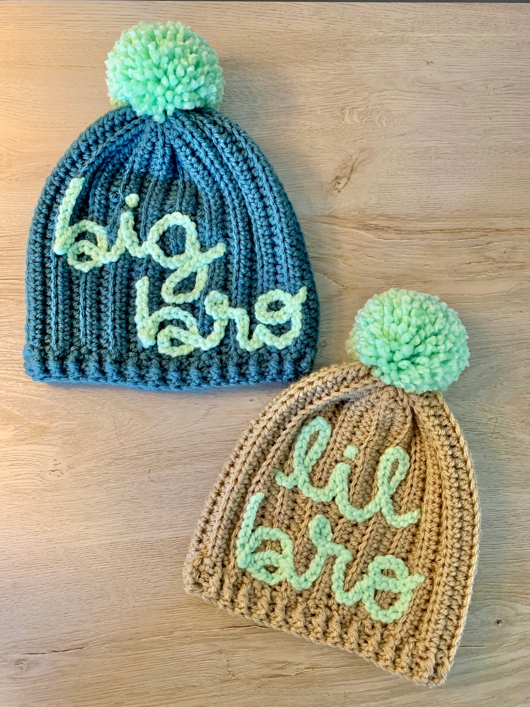 Lil Bro Big Bro Lil Sis Big Sis Custom Embroidered Beanies With Fluffy ...
