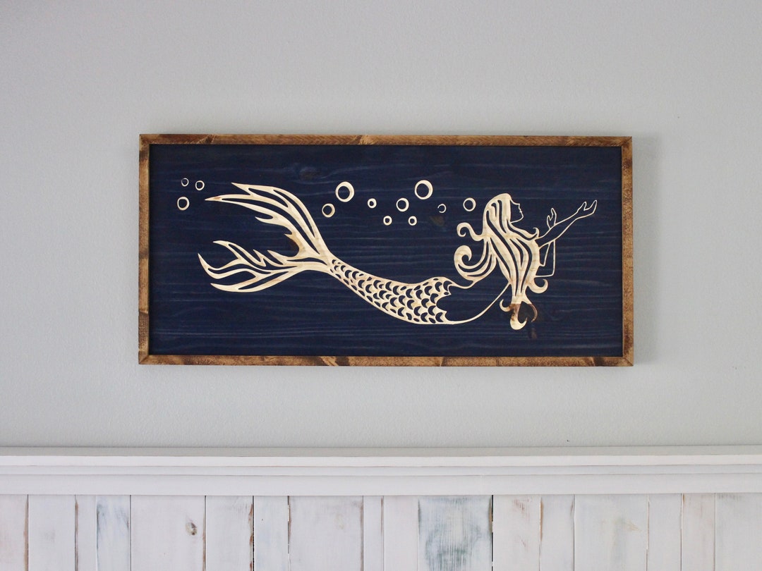 Carved Mermaid Wall Art Nautical Decor Sea Life Decor Coastal Wall Art ...