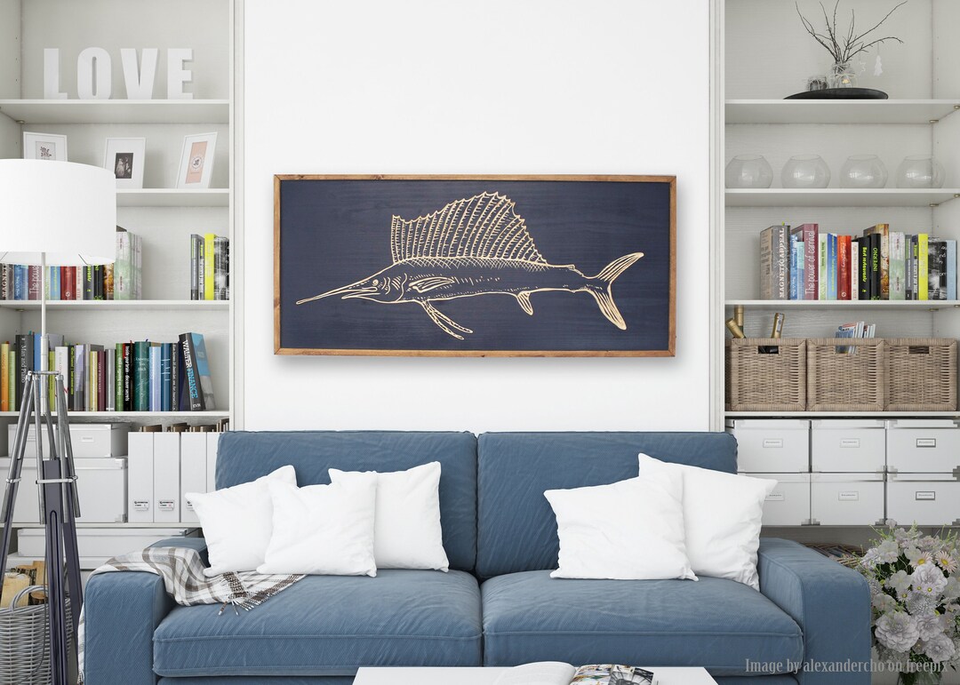 Carved Sailfish Wall Art || Nautical Decor || Sea Life Decor || Coastal ...
