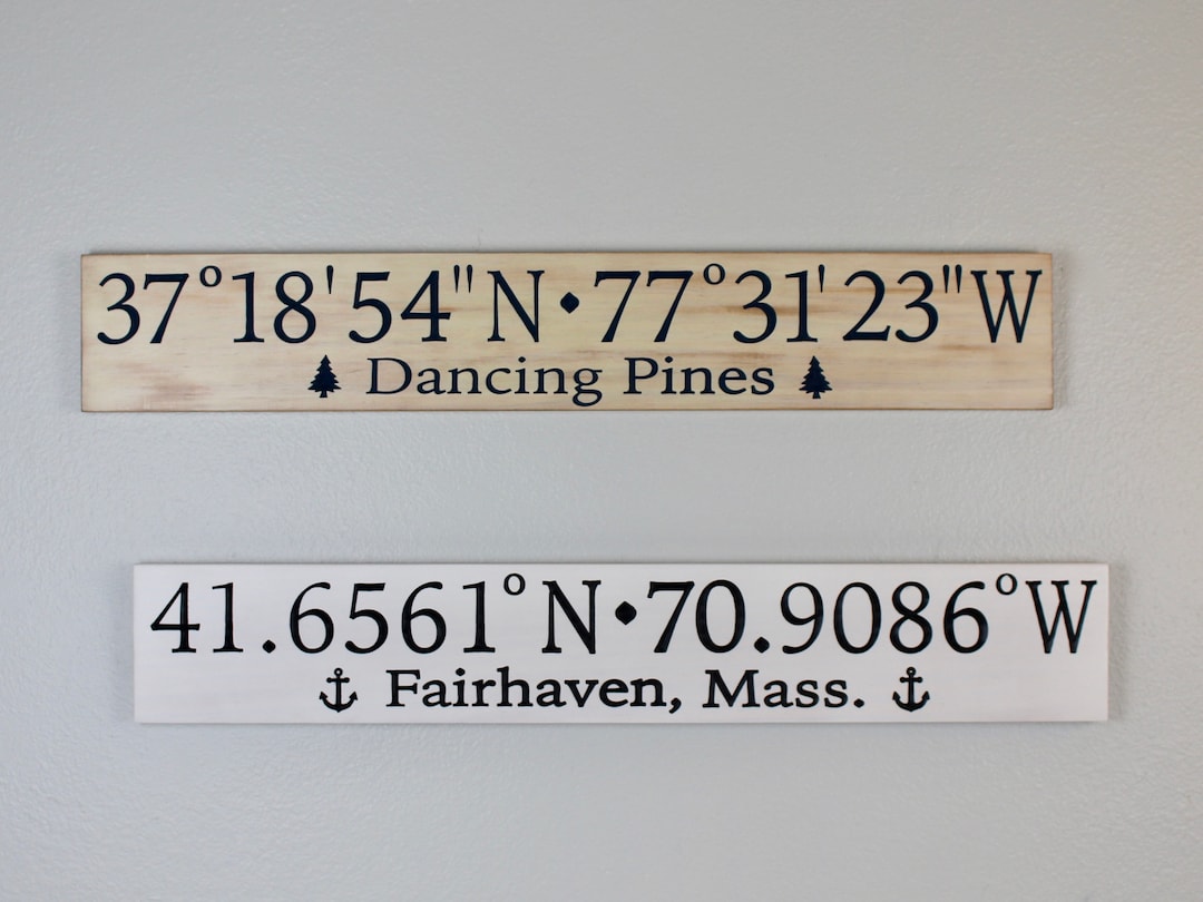 Carved Custom Latitude Longitude Sign - GPS Sign - Customized Home ...
