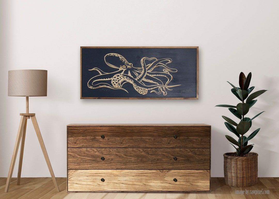 Carved Octopus Wall Art || Kraken || Coastal Wall Decor || Octopus ...